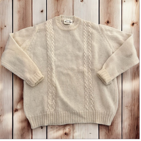 Vintage | Sweaters | Vintage Edinburgh Woolen Mills 0 Wool Cream Cable ...